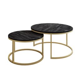COUCHTISCH 2-in-1 CIRI dunkler Beton matt gold