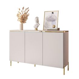 KOMMODE AURORA 3D Kaschmir mit gerade Goldchrom Fu&szlig;e