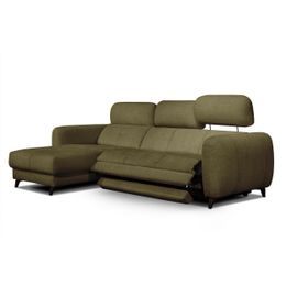 ECKSOFA SVEN 3-Sitzer, 1 Relax XL, verstellbare Kopfst&uuml;tzen, olivgr&uuml;n