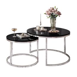 COUCHTISCH 2-in-1 CIRI CHROME Hochglanz
