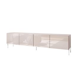 TV-SCHRANK COLGANTE 200 Kaschmir Hochglanz, mit LED, Gerade silberne F&uuml;&szlig;en