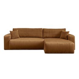 ECKSOFA PRESTIGE SOFT mit Schlaffunktion und Bettkasten, Tilia 56