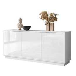 SIDEBOARD SANAYI auf Sockel Hochglanz Wei&szlig;