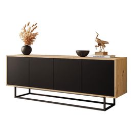 TV-ELEMENT SANAYI II Eiche Artisan/Schwarz auf Metallgestell