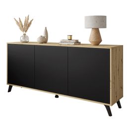 KOMMODE SANAYI III Eiche Artisan/Mattschwarz