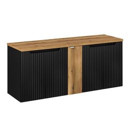 WASCHTISCHUNTERSCHRANK 140cm Riva Schwarz und Holz