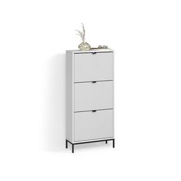 SCHUHKIPPER Aterno Wei&szlig; 60 x 130 cm mit 3 Klappschubladen