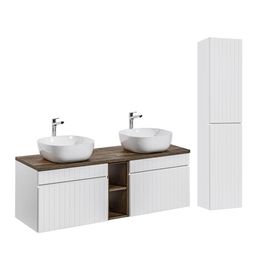 BADM&Ouml;BEL 140cm Zelie 2er-Set Wei&szlig;