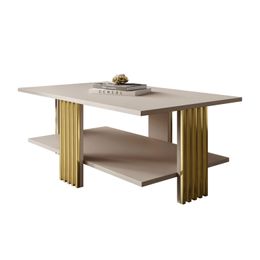 COUCHTISCH SAPHIRA GOLD mit Ablageboden, Kaschmir Matt
