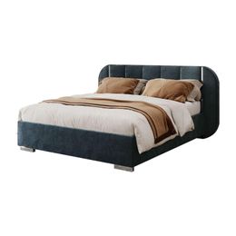BETT AMARA SILVER 140x200 gepolstert mit Stauraum und Lattenrost, Royal Velvet 233