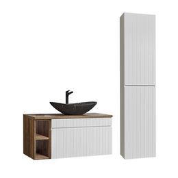 BADM&Ouml;BEL 100cm Zelie 2er-Set Wei&szlig;