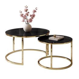 COUCHTISCH CIRI GLASS 2-in-1 CHROME gold