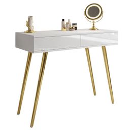KONSOLE SIENNA GOLD mit Schubladen auf goldenen Beinen PUSH OPEN