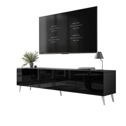 TV-ELEMENT AURA 200 Schwarz Hochglanz &ndash; Beinfarbe: Chrom