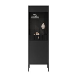 VITRINE MIDNIGHT mit Glast&uuml;r auf Gestell schwarz