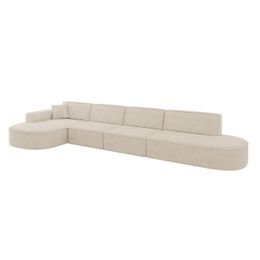 ECKSOFA Ottomane Links MARI-L3 - 413x171x79 cm Beige Velours