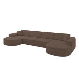 WOHNLANDSCHAFT MARI-U2 - 388x171x79 cm Braun Velours