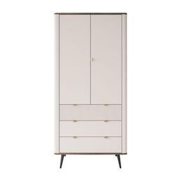 KLEIDERSCHRANK AUTUMN 2D3S zweit&uuml;rig mit Schubladen, Kaschmir / Nussbaum