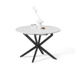 ESSTISCH Firenze Wei&szlig;/Schwarz 120 x 120 cm ausziehbar