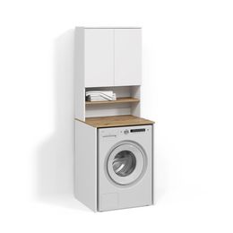 WASCHMASCHINENSCHRANK Paolina Wei&szlig;/Artisan 68 x 88.2 cm 2 Teile mit Regal
