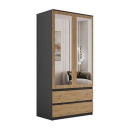 SCHRANK HANA SS-90 mit Spiegel Artisan Eiche / Anthrazit