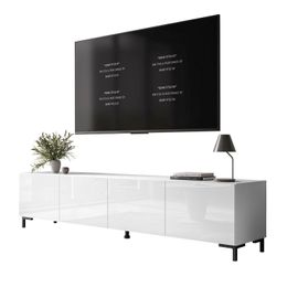 TV-LOWBOARD COLGANTE 200 cm auf Schwarz Kunststoffbeinen