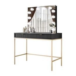 SCHMINKTISCH MIT SPIEGEL CORTADO ELITE GOLD SCHWARZ