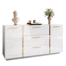 KOMMODE MIT SCHUBLADEN ONYX HOCHGLANZ 158 CM