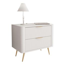 NACHTTISCH SCARLETT 2S MIT SCHUBLADEN BEIGE + GOLD