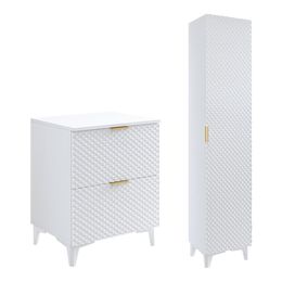 WASCHTISCHUNTERSCHRANK 60.4cm Cl&eacute;a 2er-Set Wei&szlig;