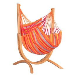La Siesta H&auml;ngematte Hammock Echtholz Gelb/Grau/Naturfarben