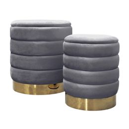 POUF-SET MIRELLE gepolstert grau