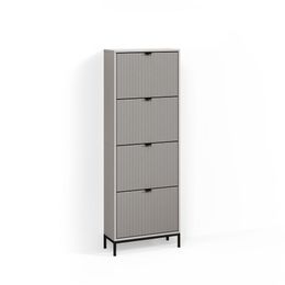 SCHUHKIPPER Aterno Grau 60 x 168 cm mit 4 Klappschubladen