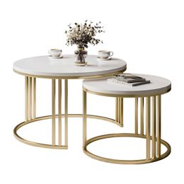 COUCHTISCH 2in1 LORI Hochglanz Gold geb&uuml;rstet, geb&uuml;rstetes Gold / wei&szlig;er Glanz