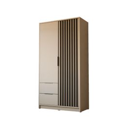 KLEIDERSCHRANK NELA, zweit&uuml;rig mit Lamellen, 105 cm, Kaschmir/Schwarz