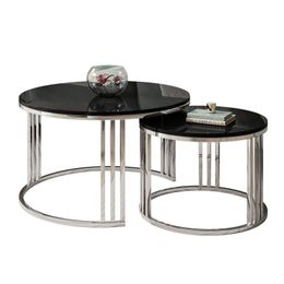 COUCHTISCH 2 in 1 LORI verchromt silber Hochglanz