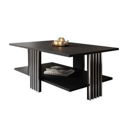 COUCHTISCH SAPHIRA SILVER mit Ablageboden, Schwarz Matt