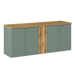 WASCHTISCHUNTERSCHRANK 140cm Jade Gr&uuml;n und Holz