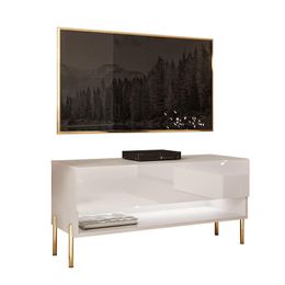 LOWBOARD TV-Schrank CALANTE 90 cm auf geraden goldenen Chrom-Beinen