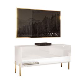 LOWBOARD TV-Schrank CALANTE 90 cm auf geraden goldenen Chrom-Beinen