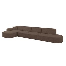 ECKSOFA Ottomane Links MARI-L3 - 413x171x79 cm Braun Velours