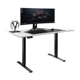 SCHREIBTISCH SPACE GAMING h&ouml;henverstellbar mit Metallbeinen schwarz/wei&szlig;
