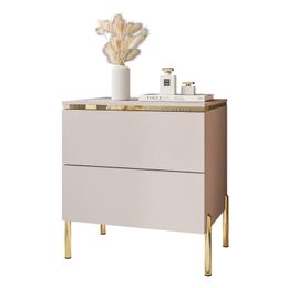 NACHTTISCH AURORA II auf gerade Gold Chrom Beine Kaschmir