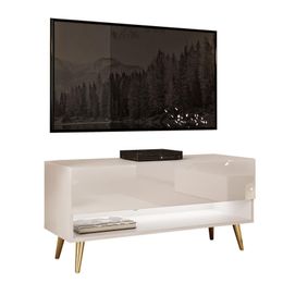 LOWBOARD TV-Schrank CALANTE 90 cm auf schr&auml;gen goldenen Chrom-Beinen
