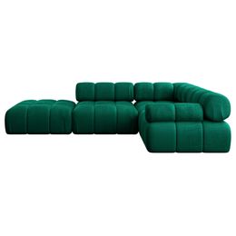 ECKSOFA modulares Sofa Felto-L1 - 285x190x70 cm Dunkelgr&uuml;n Velours