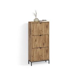 SCHUHKIPPER Aterno Viking Oak 60 x 130 cm mit 3 Klappschubladen