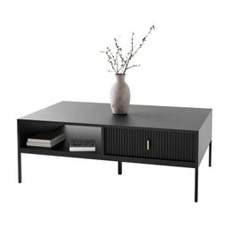 COUCHTISCH MIDNIGHT mit Schublade auf Gestell schwarz