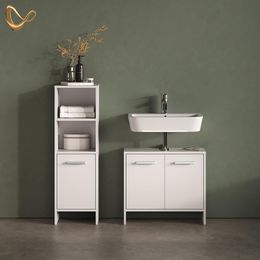 BADEZIMMERM&Ouml;BEL-SET Amalfi Wei&szlig; 2 Teile