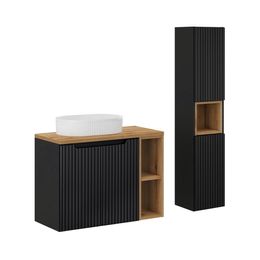 BADM&Ouml;BEL 80.4cm Riva 2er-Set Schwarz und Holz