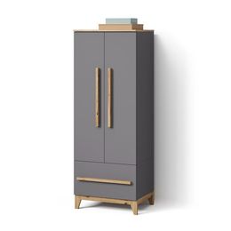 KINDERKLEIDERSCHRANK Mailo Grau/Artisan 70 x 186.8 cm mit 4 Schubladen
